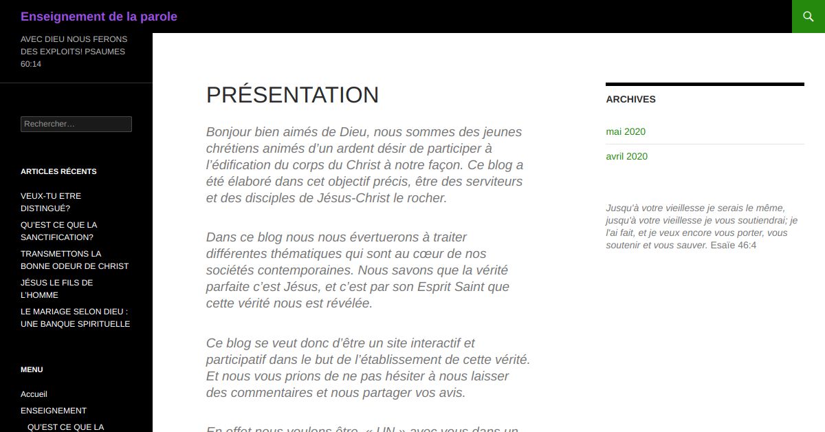 PRÉSENTATION | Enseignement de la parole